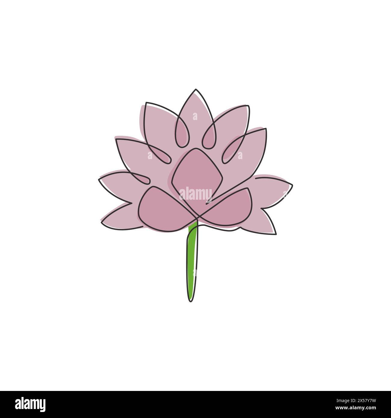 One continuous line drawing of beauty fresh lotus for spa business logo ...