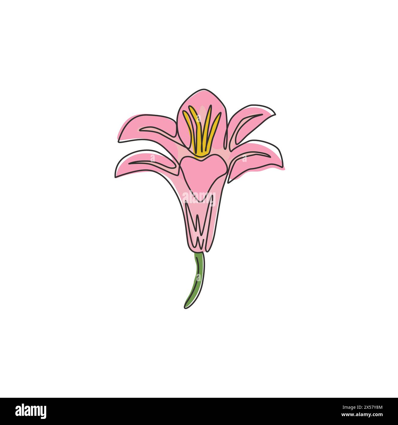 One Continuous Line Drawing Of Beauty Fresh Perennials Lilium Home Wall