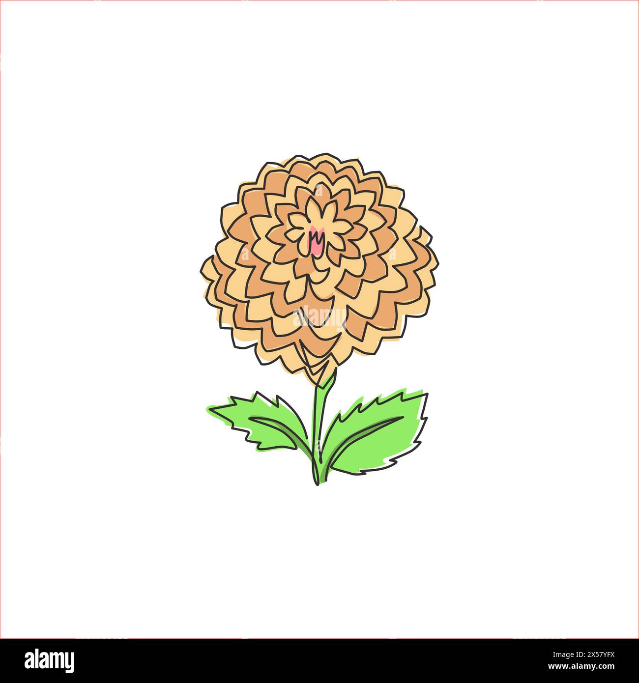 One Continuous Line Drawing Beauty Fresh Dahlia For Home Wall Decor