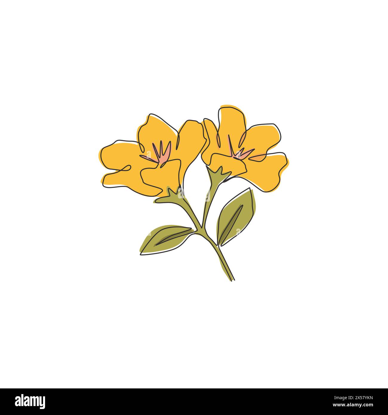 Single one line drawing of beauty fresh anemone flower for garden logo ...