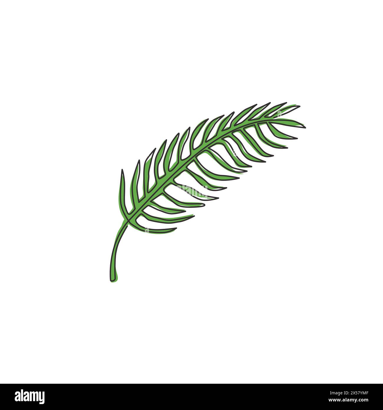 One single line drawing tropical leaf fern plant. Printable poster ...