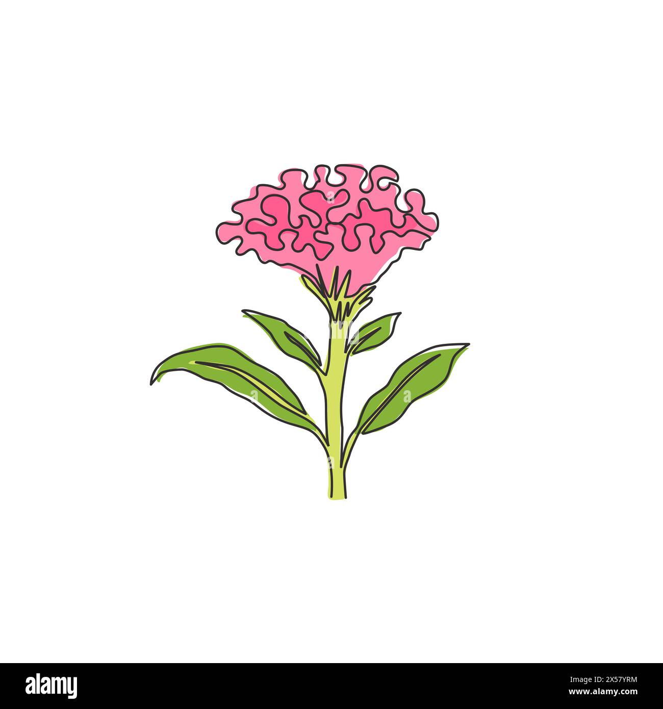 Single one line drawing beauty fresh wool flower for home decor wall ...