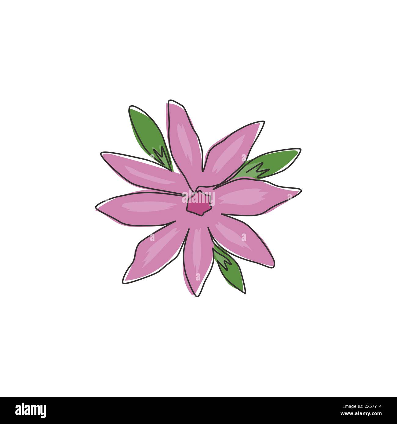 One single line drawing of beauty fresh orchid for home wall decor ...
