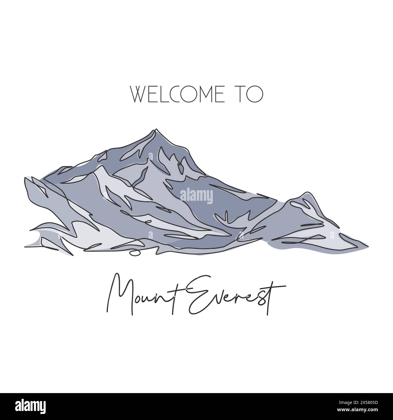 One single line drawing Himalaya Mount Everest landmark. World famous ...