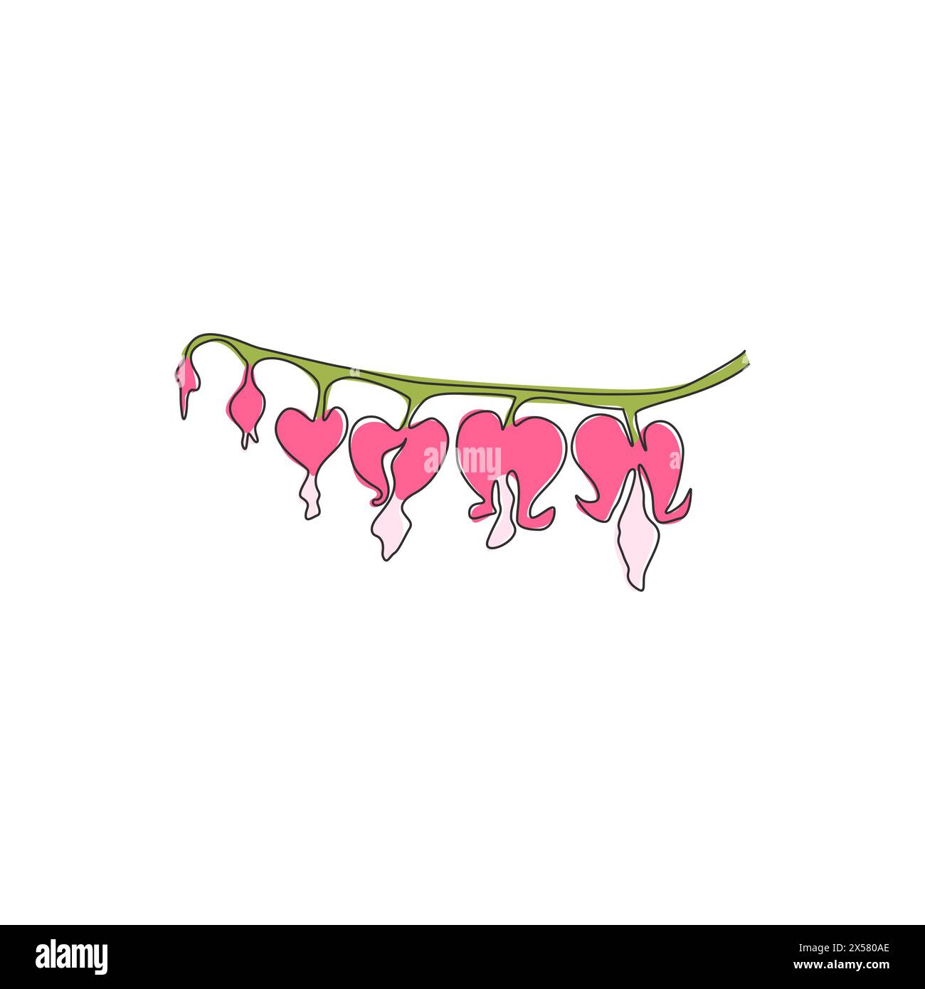 One continuous line drawing of beauty fresh dicentra spectabilis for ...