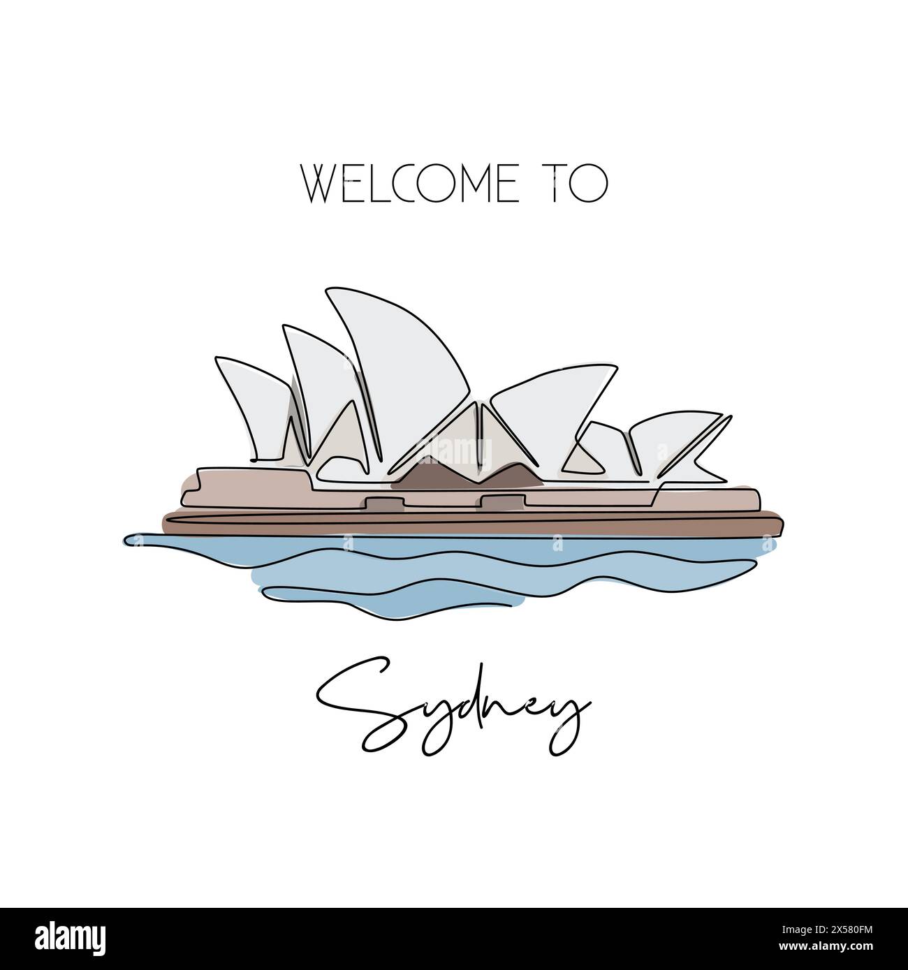 Single one line drawing Opera House. Iconic multi venue performing art ...