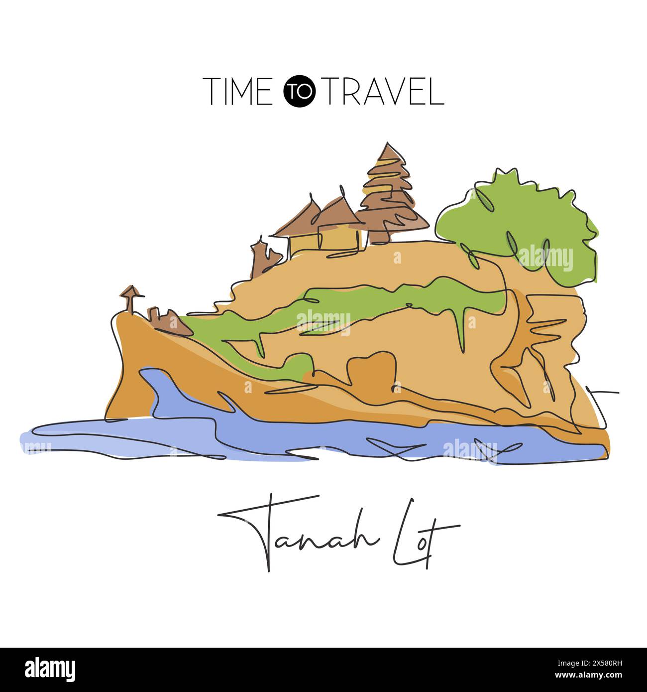 Tanah lot temple bali indonesia Stock Vector Images - Alamy