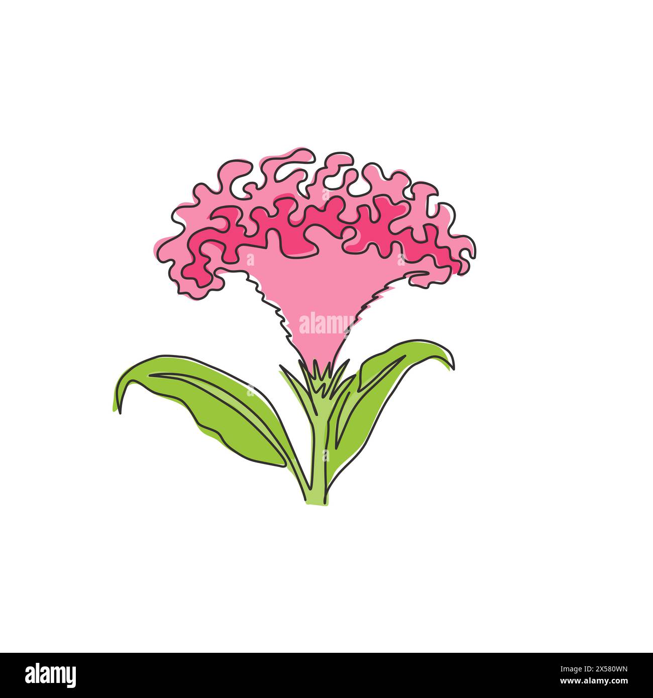 One continuous line drawing of beauty fresh brain celosia for home ...