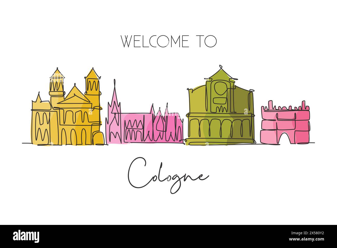One single line drawing of Bristol city skyline. Historical city ...