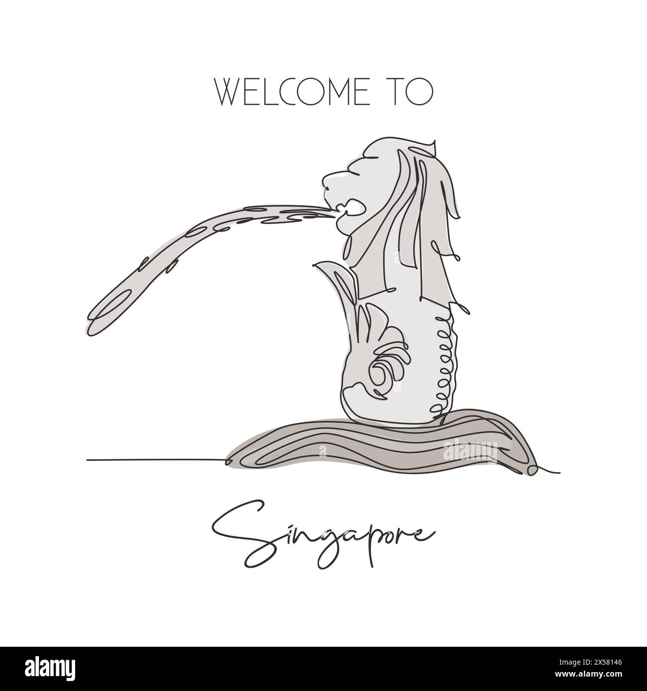 Merlion statue city skyline in Stock Vector Images - Alamy