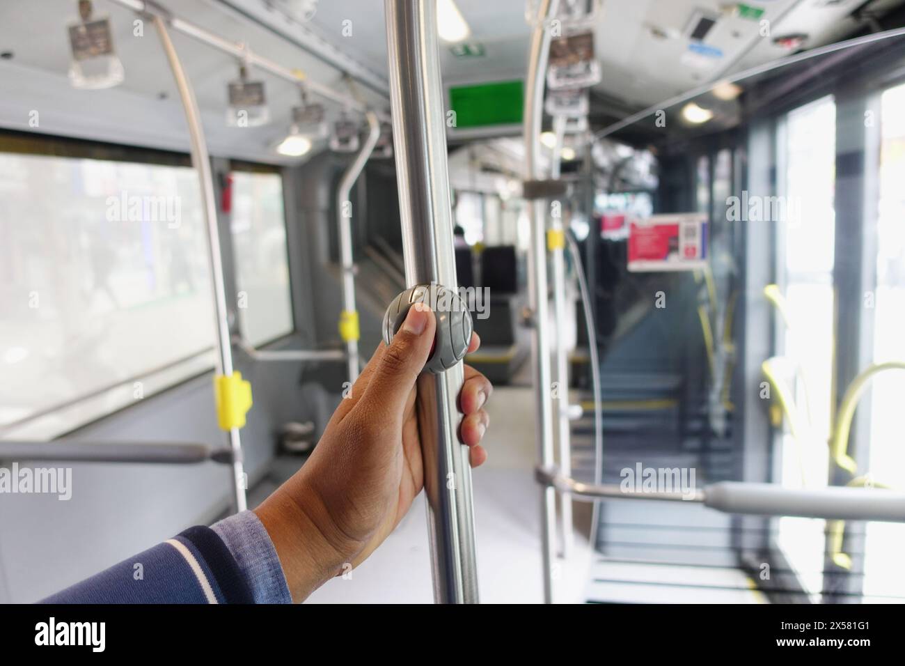 Closeup of Bus bell switch for stop inside the public bus Stock Photo ...