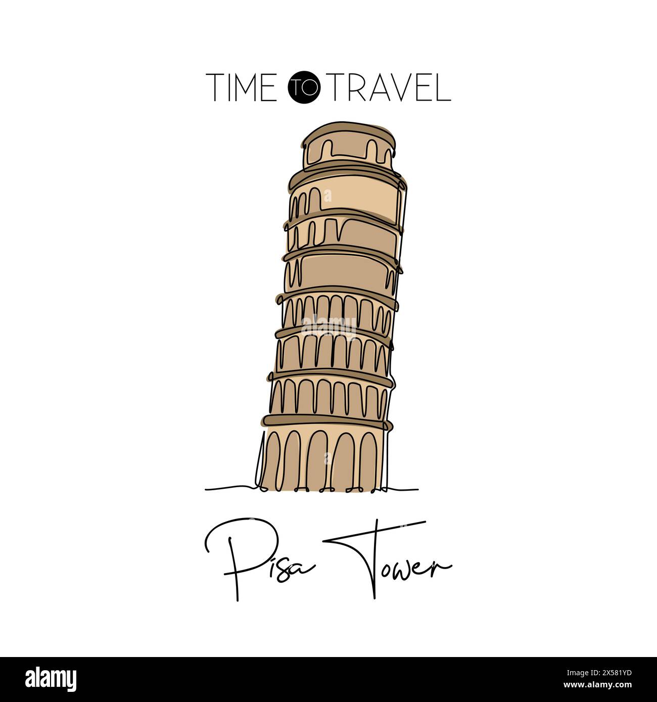 One continuous line drawing of Pisa Tower landmark. Beautiful ...