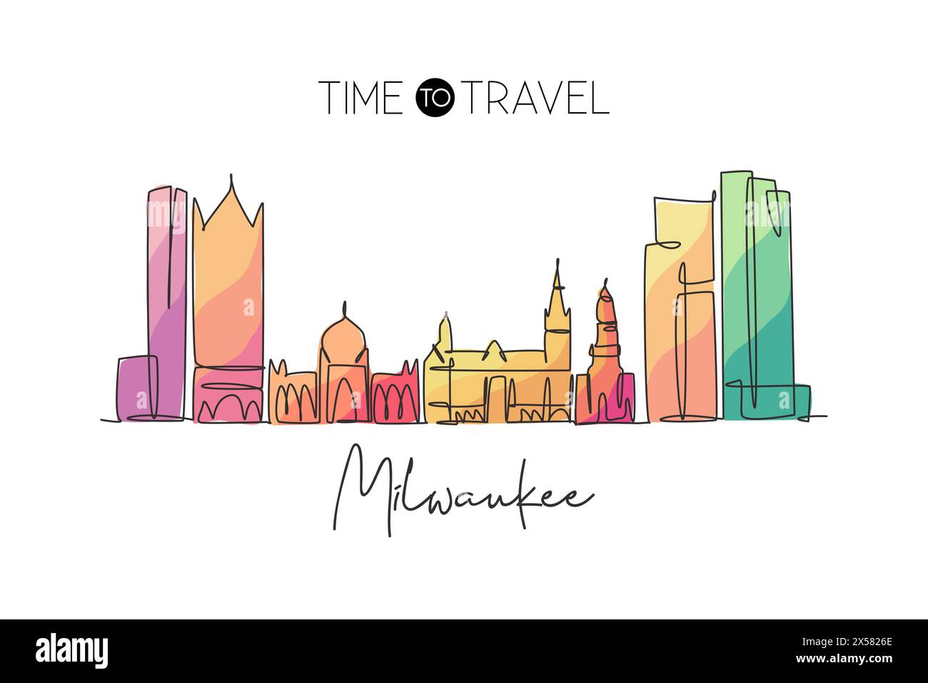 Milwaukee skyline aerial Stock Vector Images - Alamy