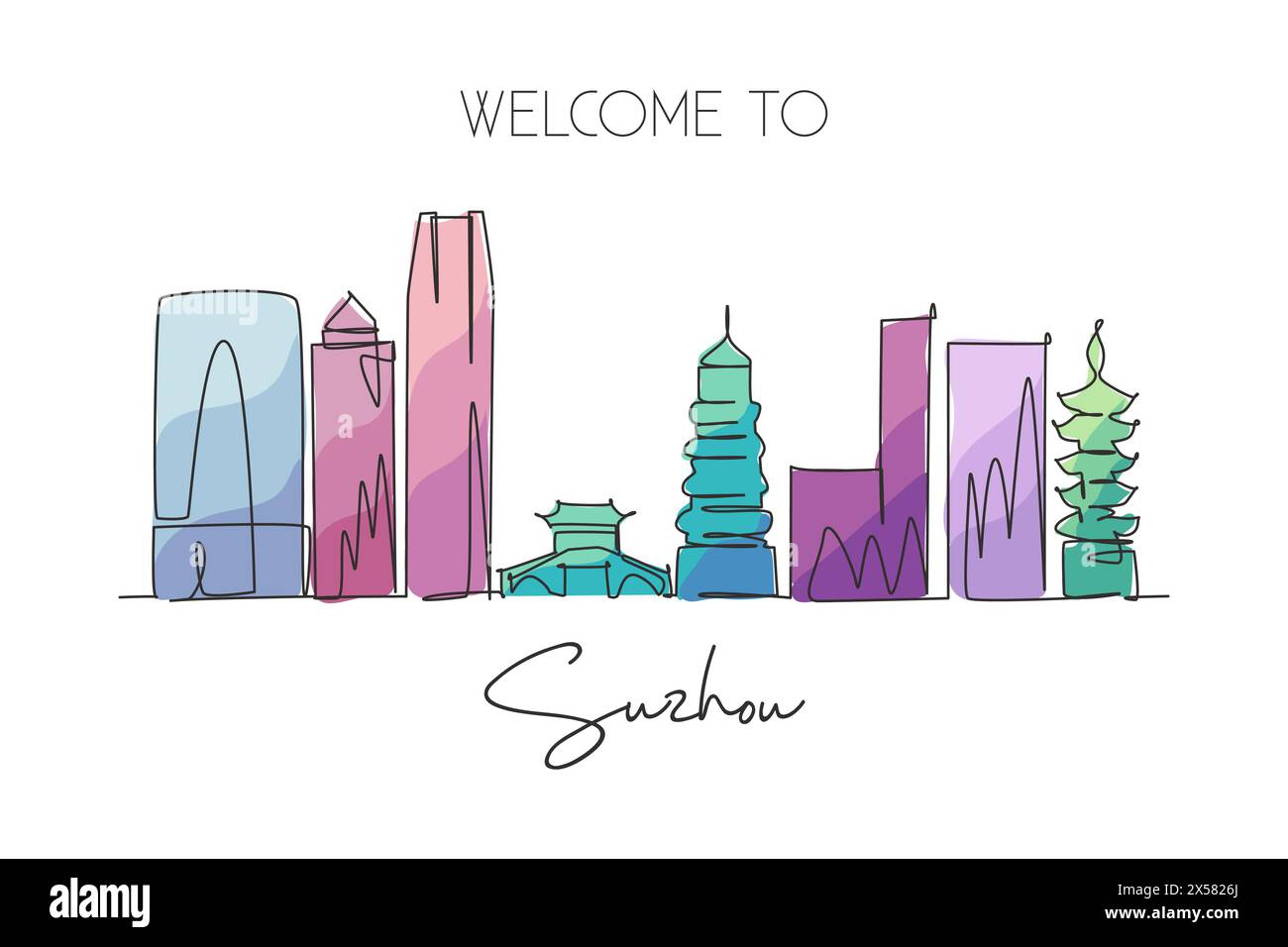 Suzhou landmark skyscraper Stock Vector Images - Alamy