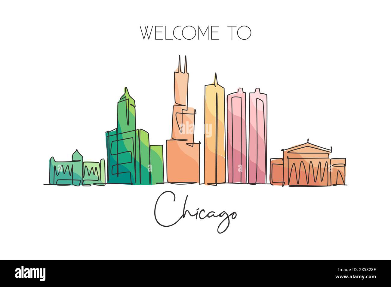 Chicago downtown view Stock Vector Images - Alamy