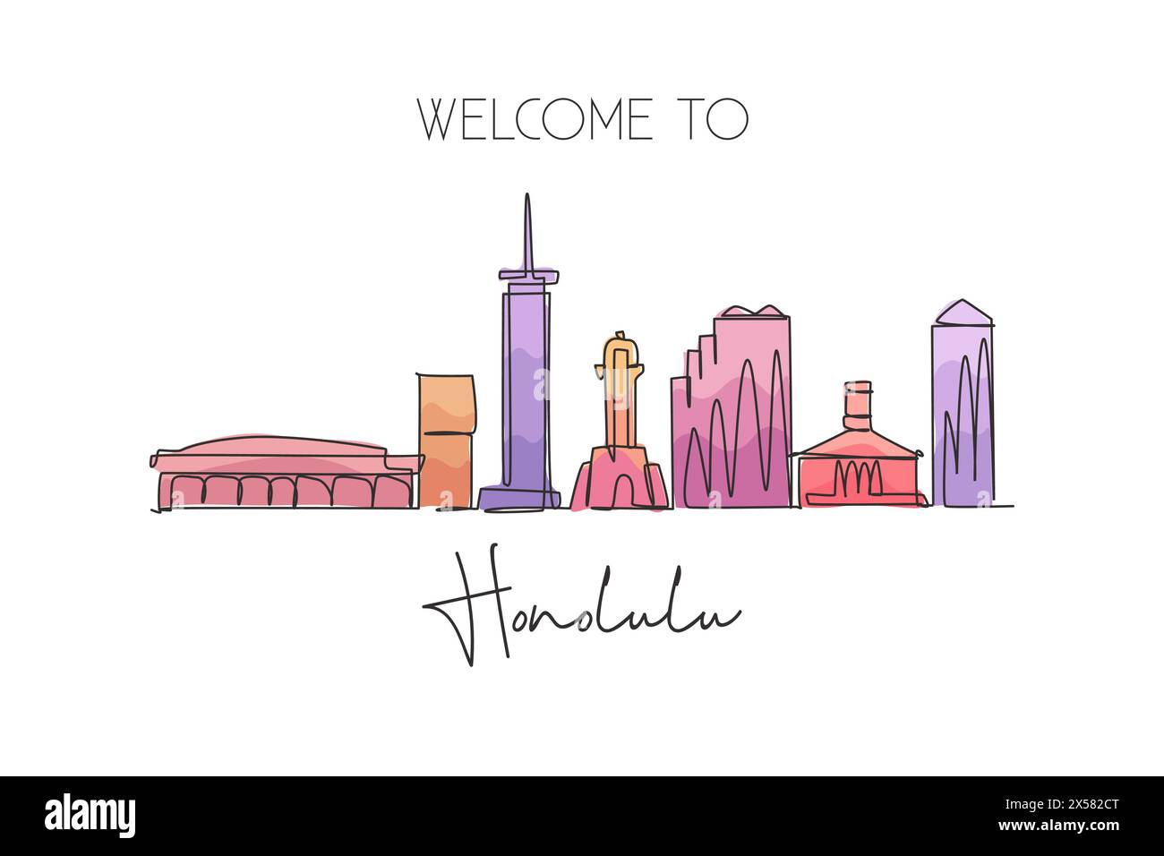 Hawaii panoramic view Stock Vector Images - Alamy