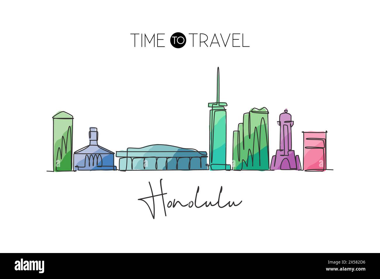 Pacific ocean skyline view Stock Vector Images - Alamy