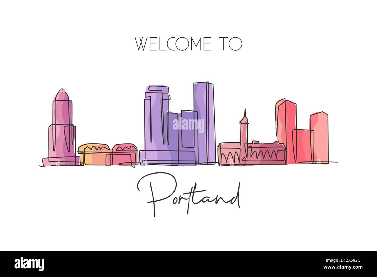 Portland skyline silhouette hi-res stock photography and images - Alamy