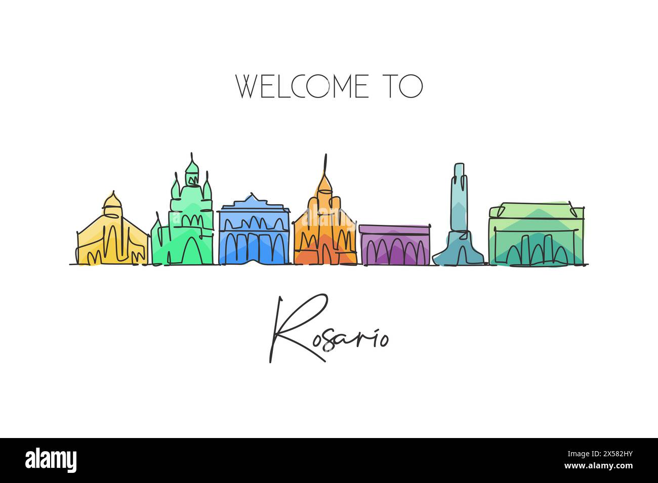 Single continuous line drawing of Rio de Janeiro city skyline, Brazil ...