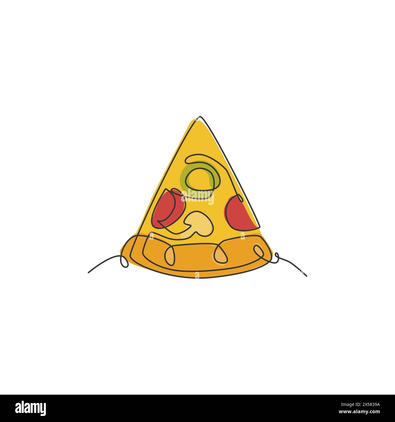 Single continuous line drawing Italian pizza logo label. Emblem fast ...