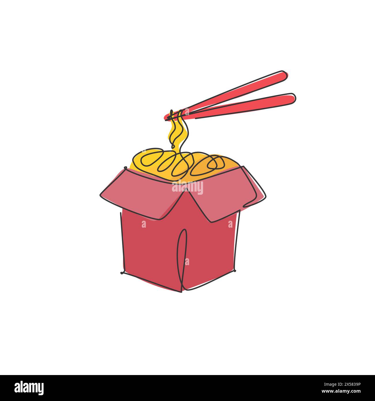 One single line drawing hot spicy noodles store logo graphic vector ...