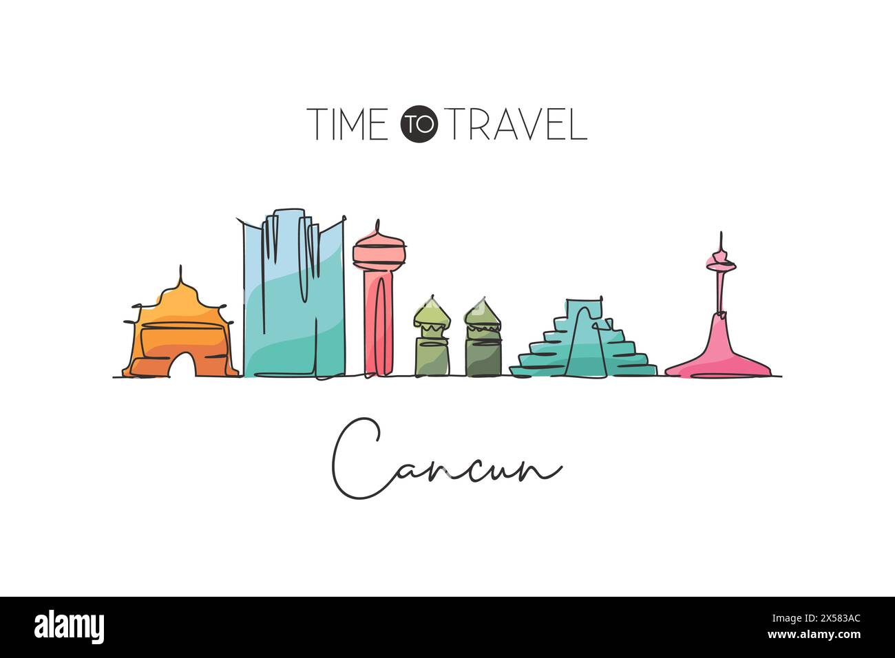 Cancun skyline Stock Vector Images - Alamy