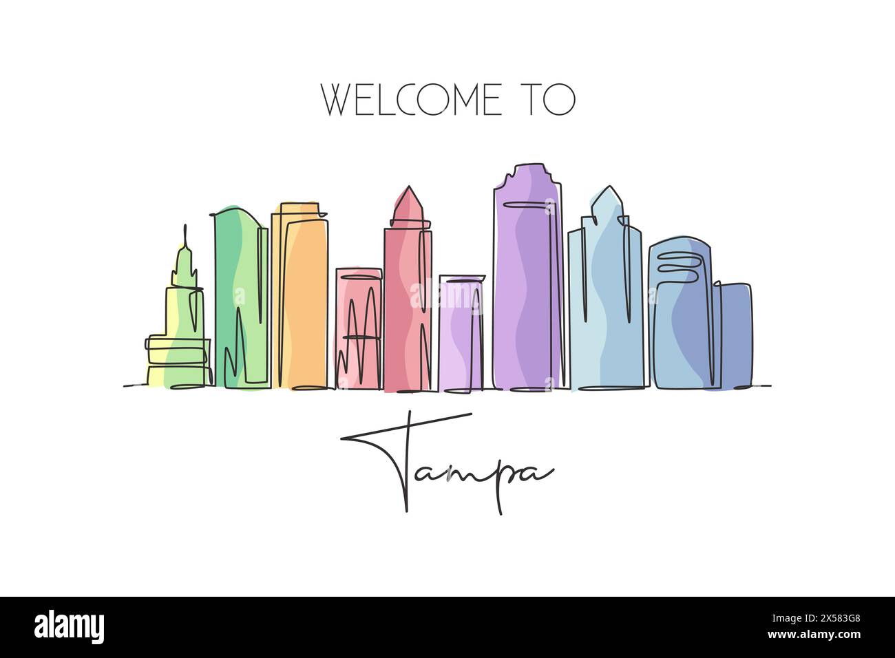 Miami skyline drawing hi-res stock photography and images - Alamy