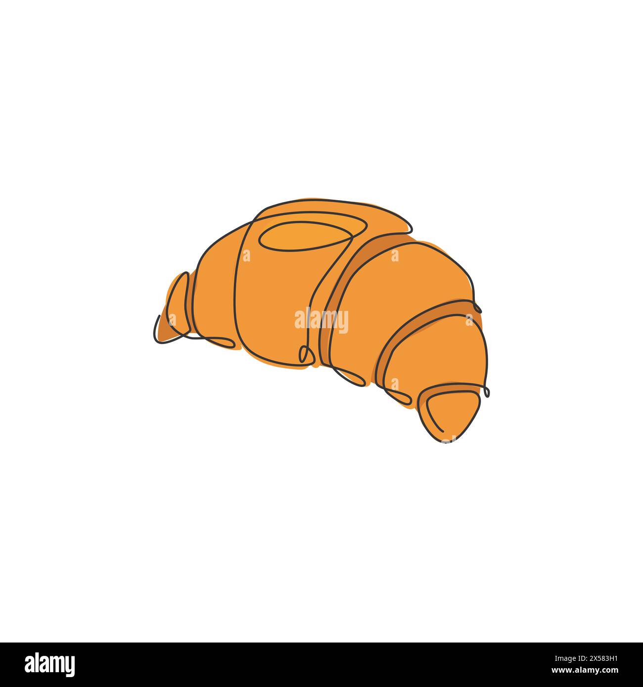 One single line drawing of fresh sweet online croissant shop logo ...