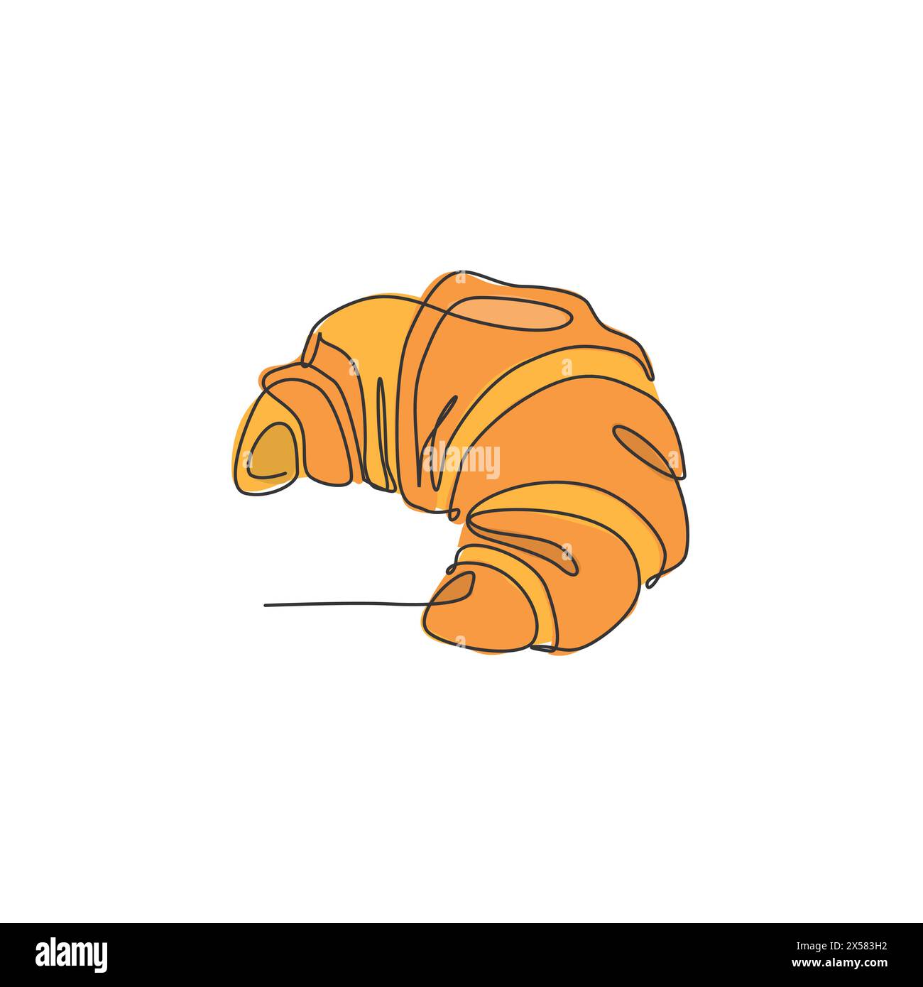 Single continuous line drawing of stylized sweet online croissant cake ...