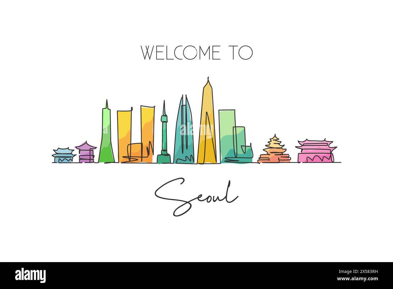 Seoul city view Stock Vector Images - Alamy