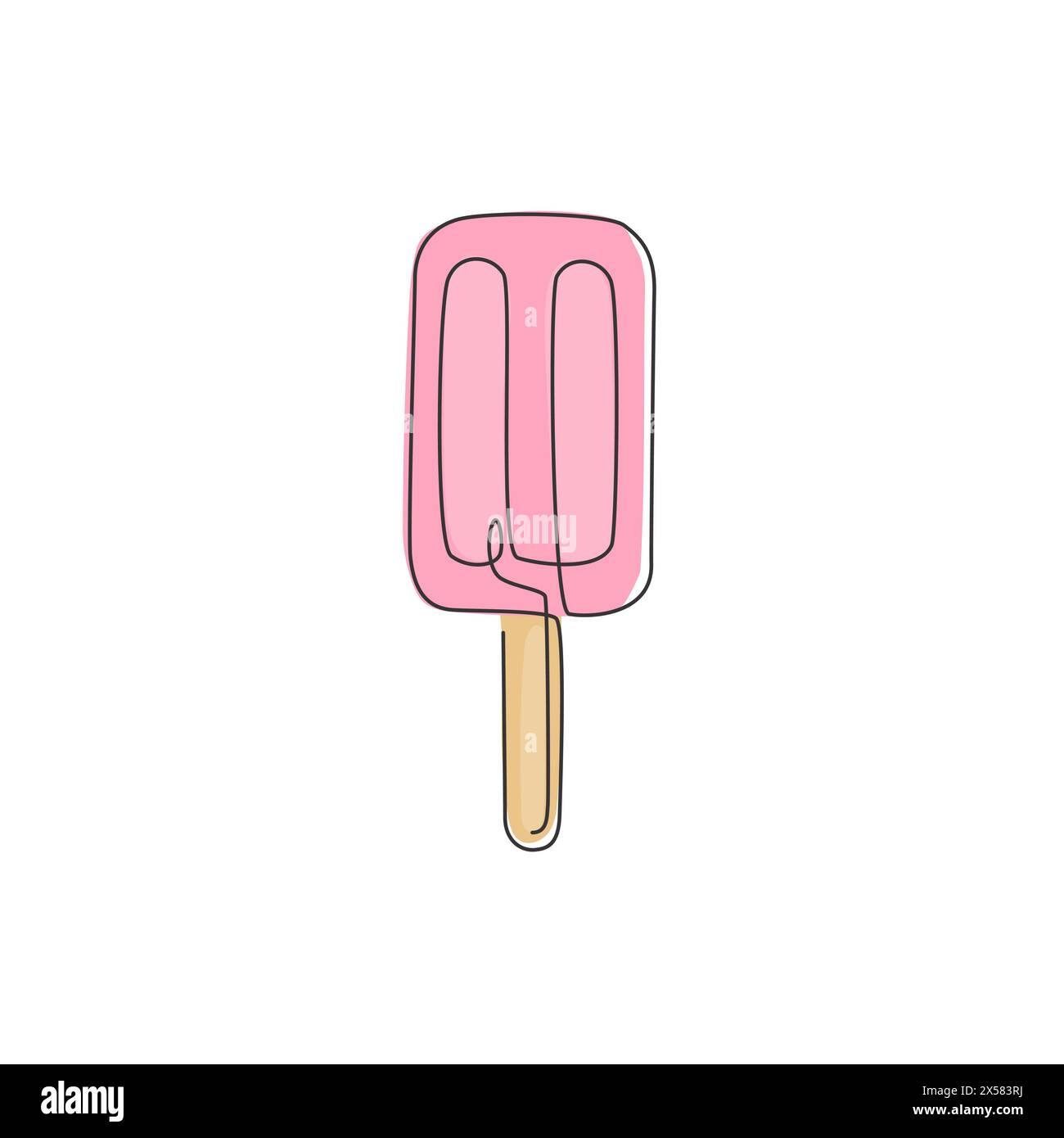 One single line drawing of fresh sweet popsicles store logo vector ...