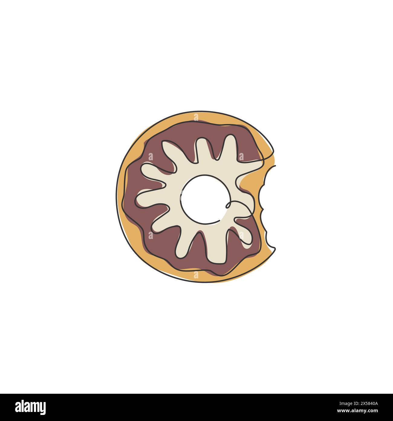 One single line drawing of fresh sweet donuts store logo graphic vector ...