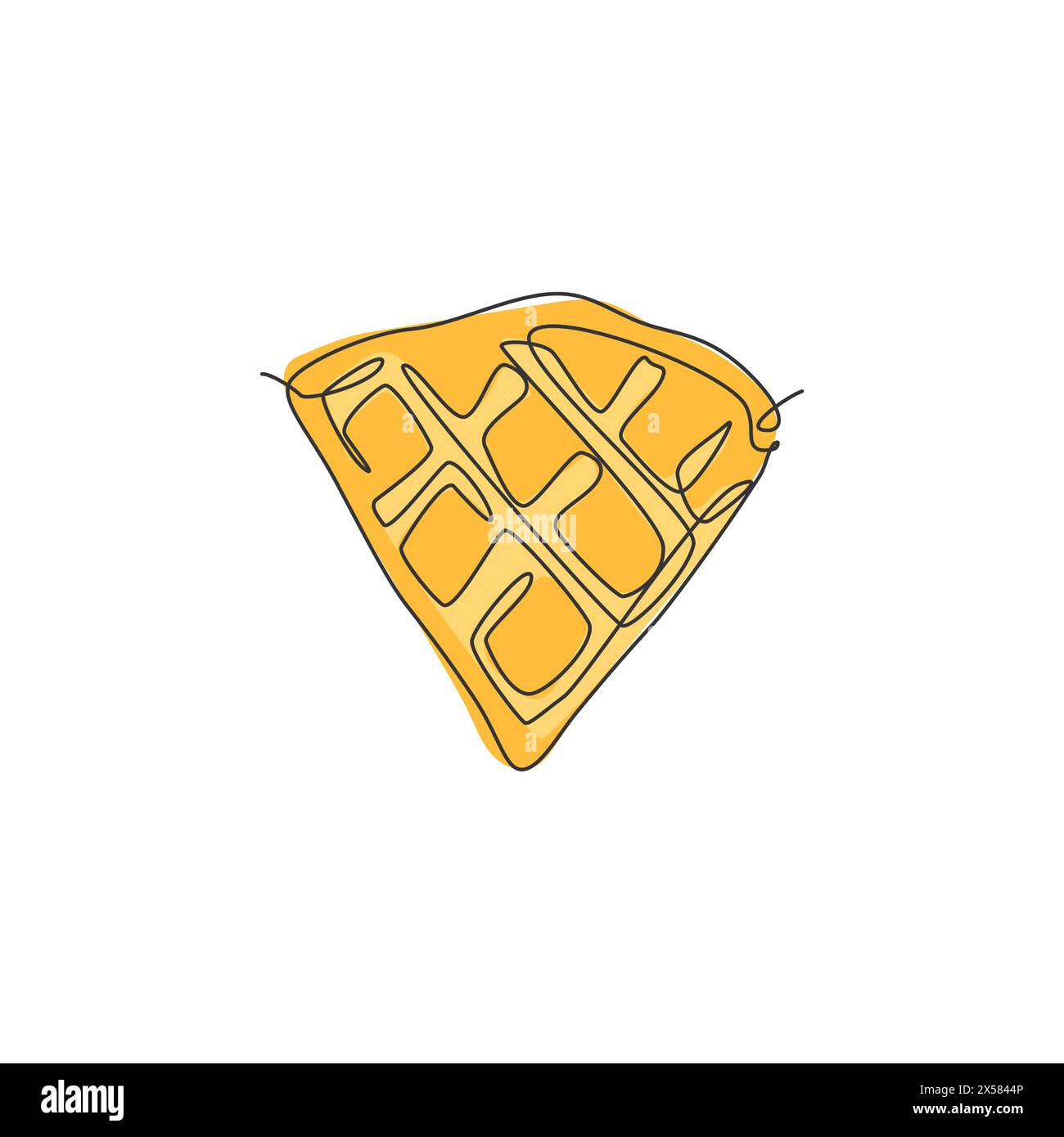 Single continuous line drawing of stylized waffles store logo label ...