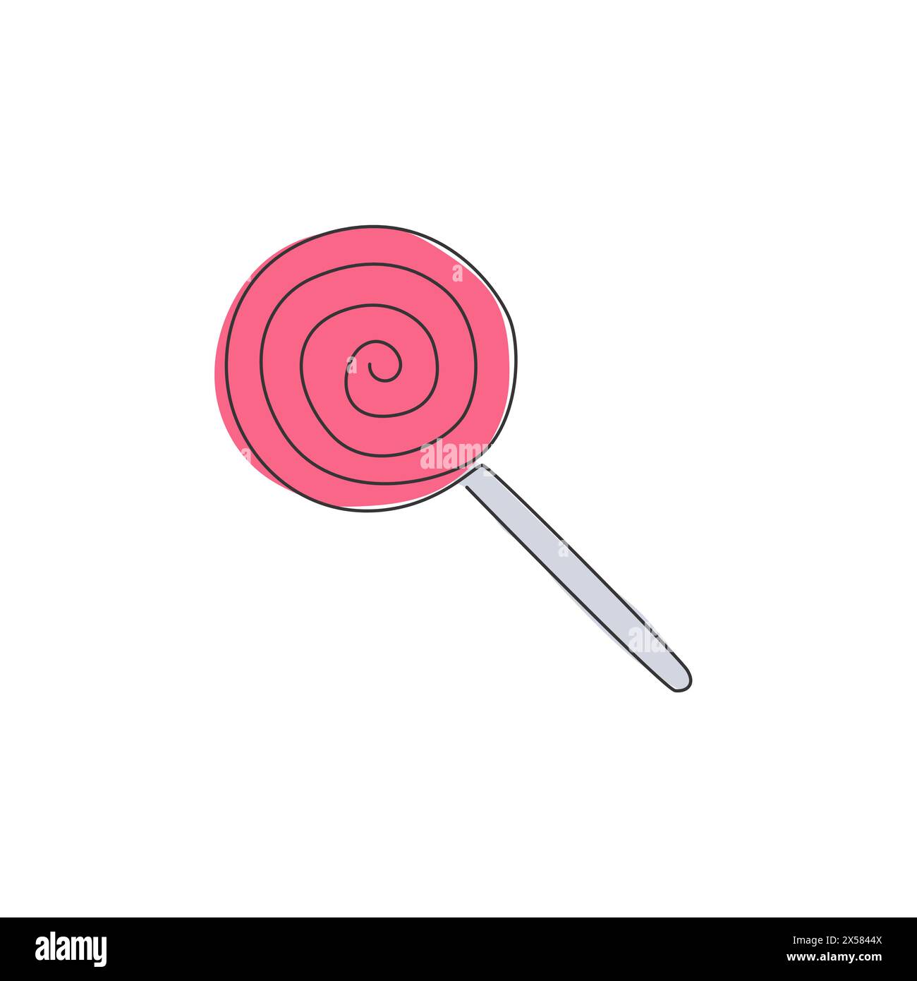 Single continuous line drawing of stylized spiral lollipop candy shop ...