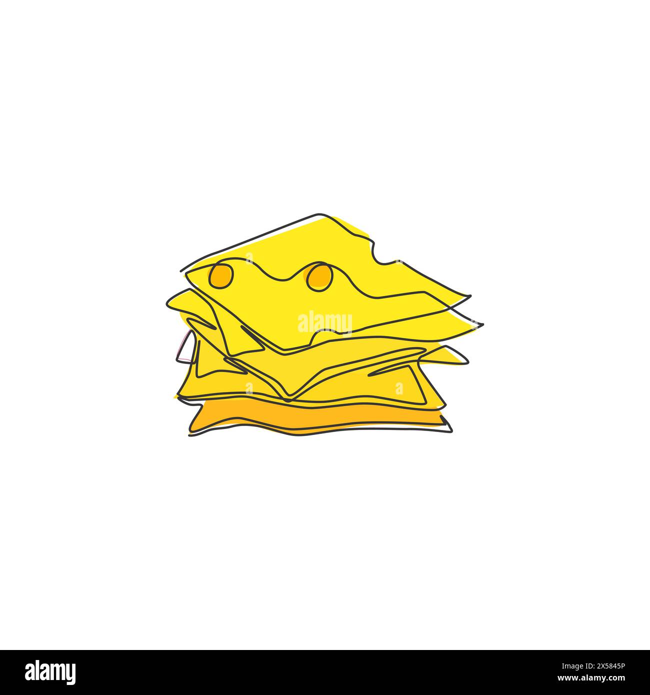 Single continuous line drawing stylized sliced Italian cheese logo ...