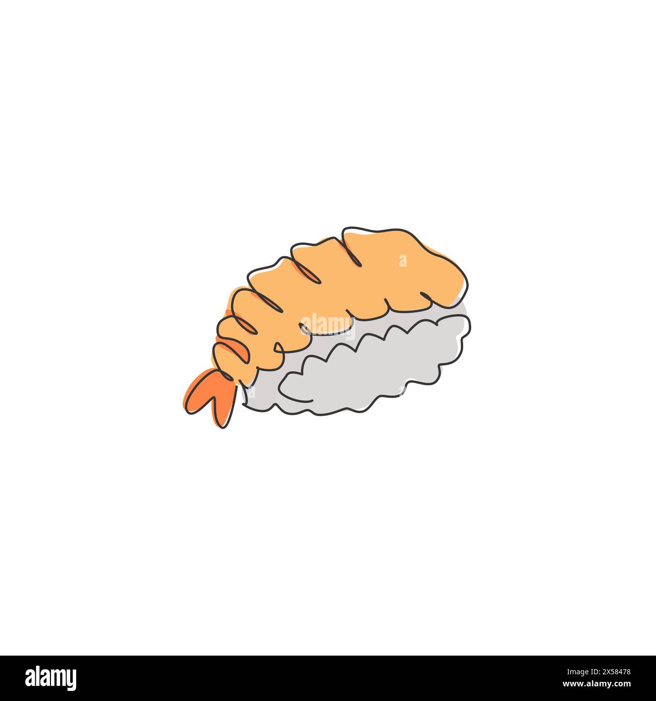One single line drawing fresh Japanese nigiri sushi bar logo vector ...