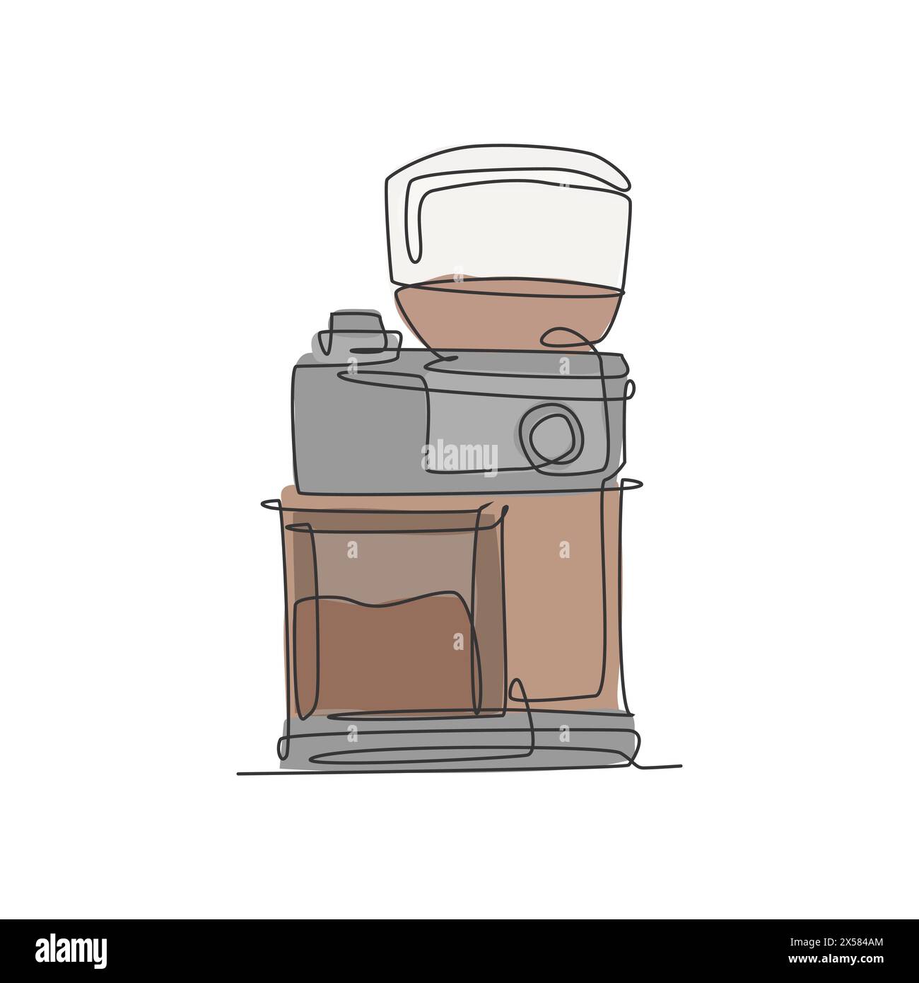 One single line drawing of modern electric coffee beans grinder machine ...