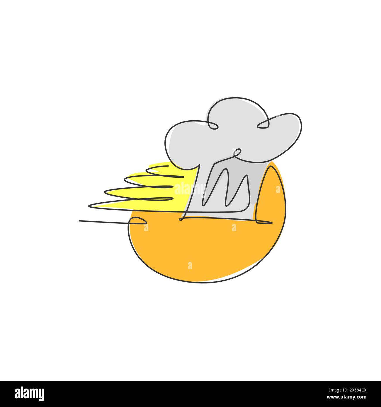 One continuous line drawing of chef's hat or cap for food delivery ...