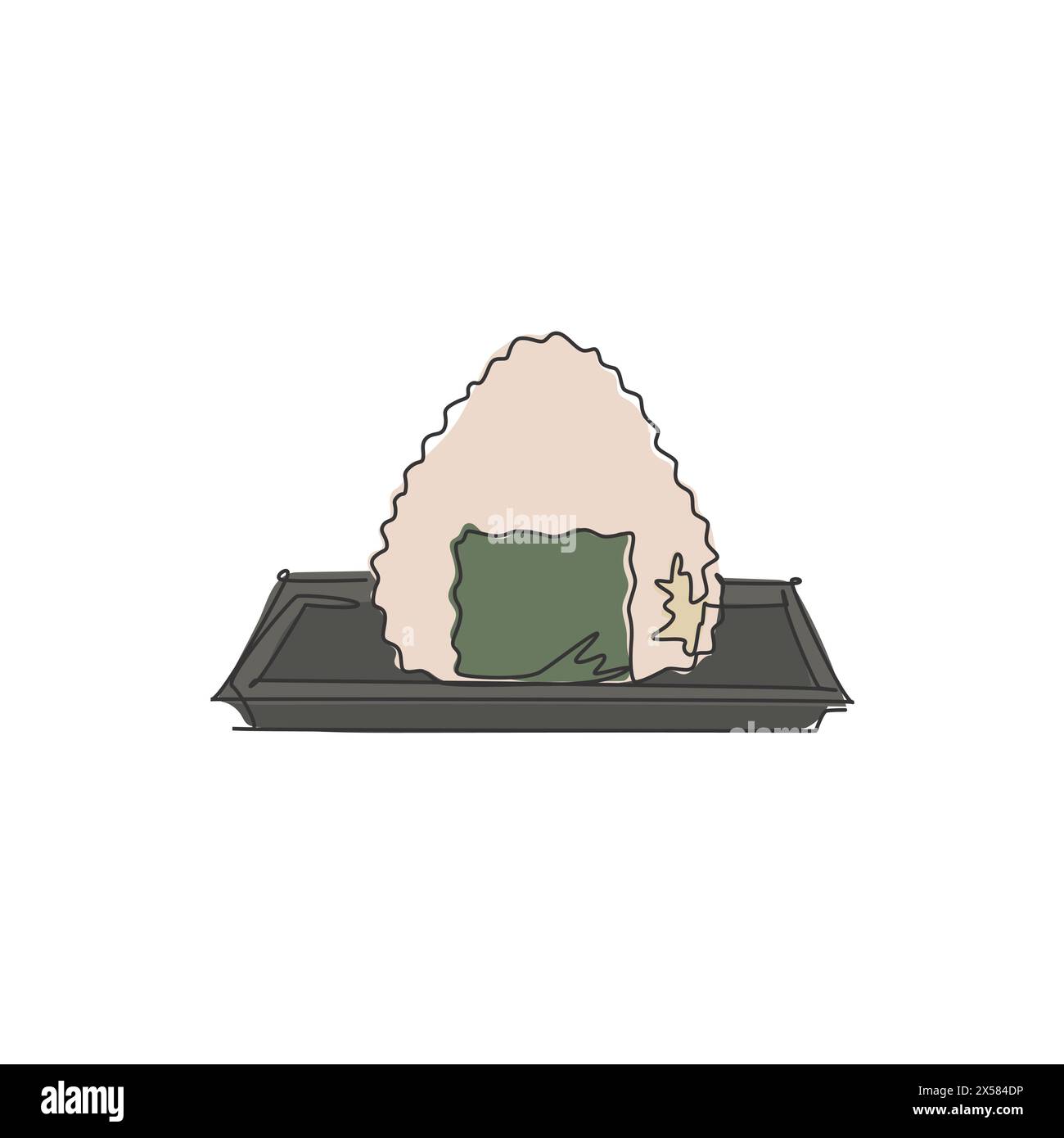 One single line drawing of fresh Japanese onigiri rice logo graphic ...