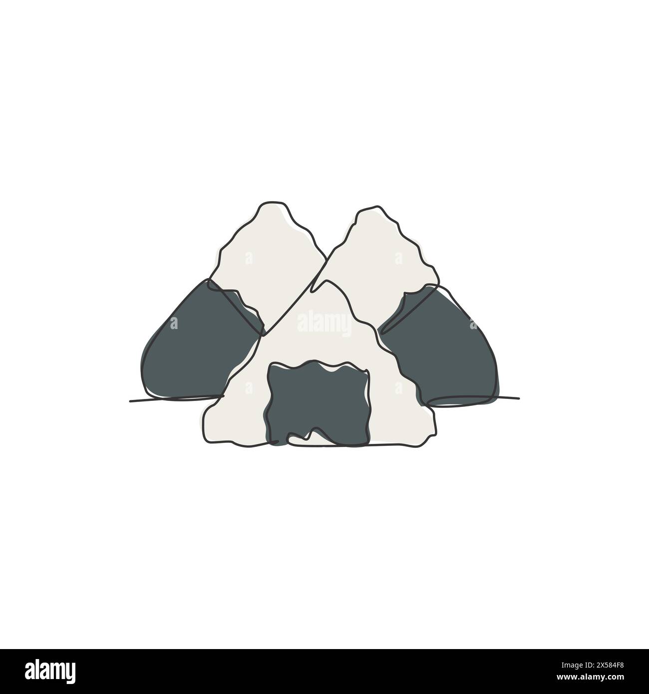 One continuous line drawing fresh delicious Japanese onigiri rice ...