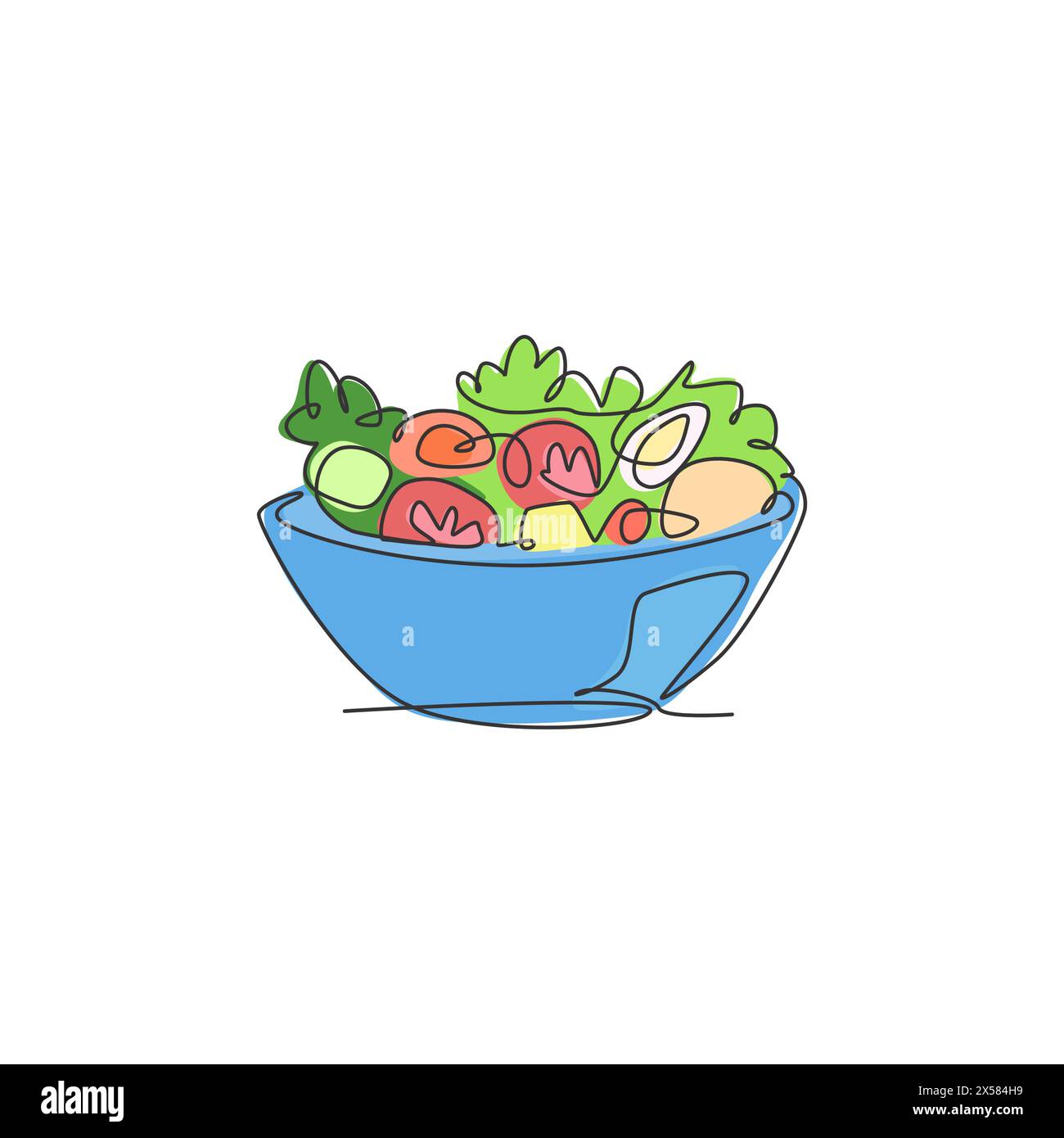 Draw continuous line vegetables hi-res stock photography and images - Alamy