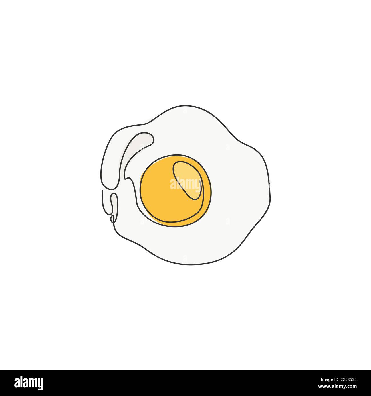 Single continuous line drawing of stylized sunny side up egg logo label ...