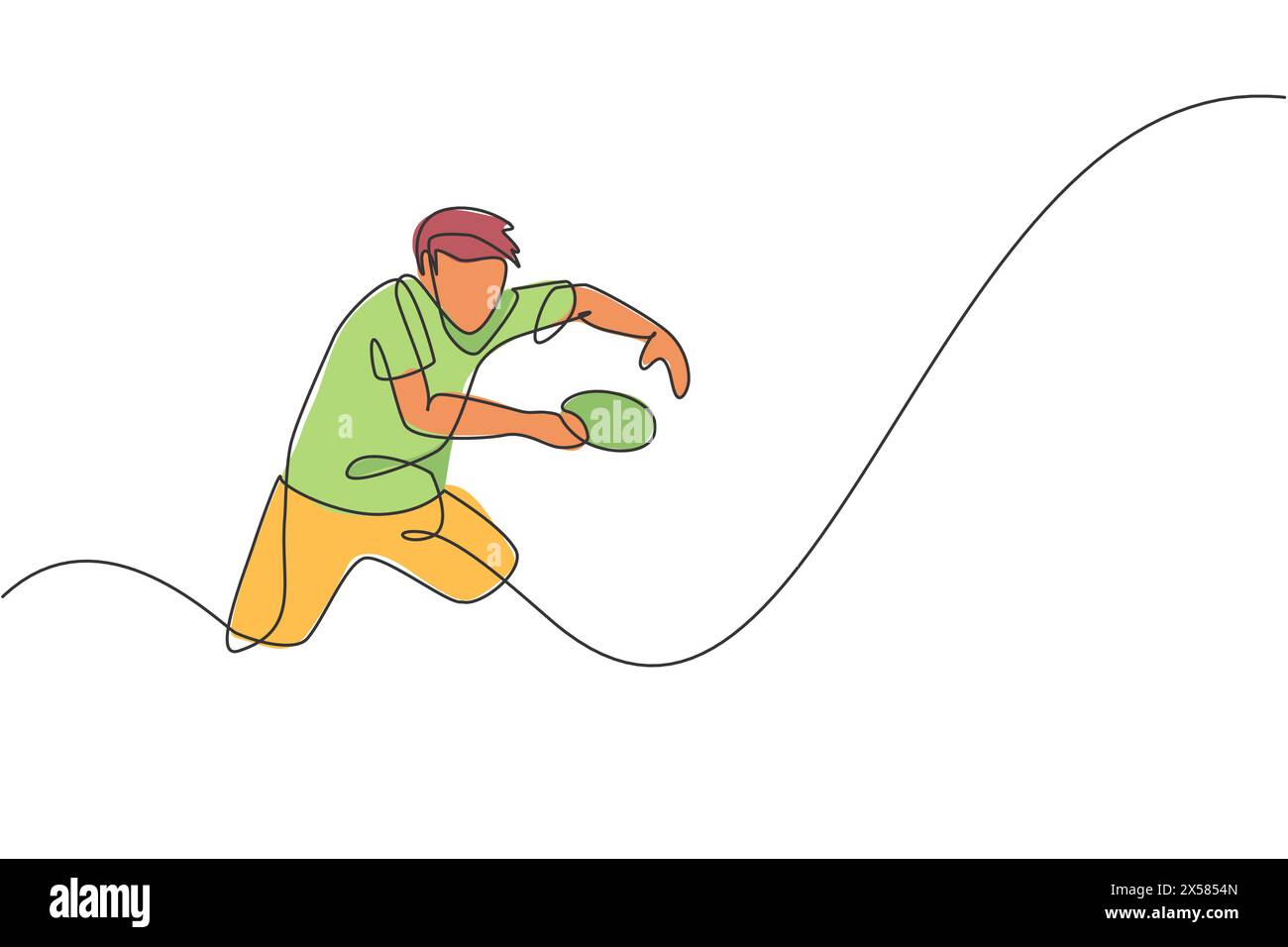 One continuous line drawing sporty man table tennis player stand to ...