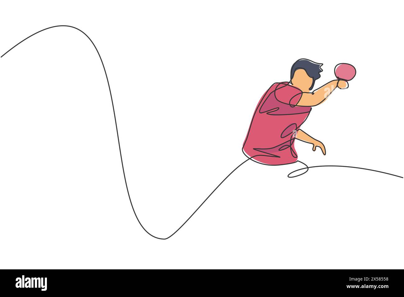 Single continuous line drawing of young agile man table tennis player ...