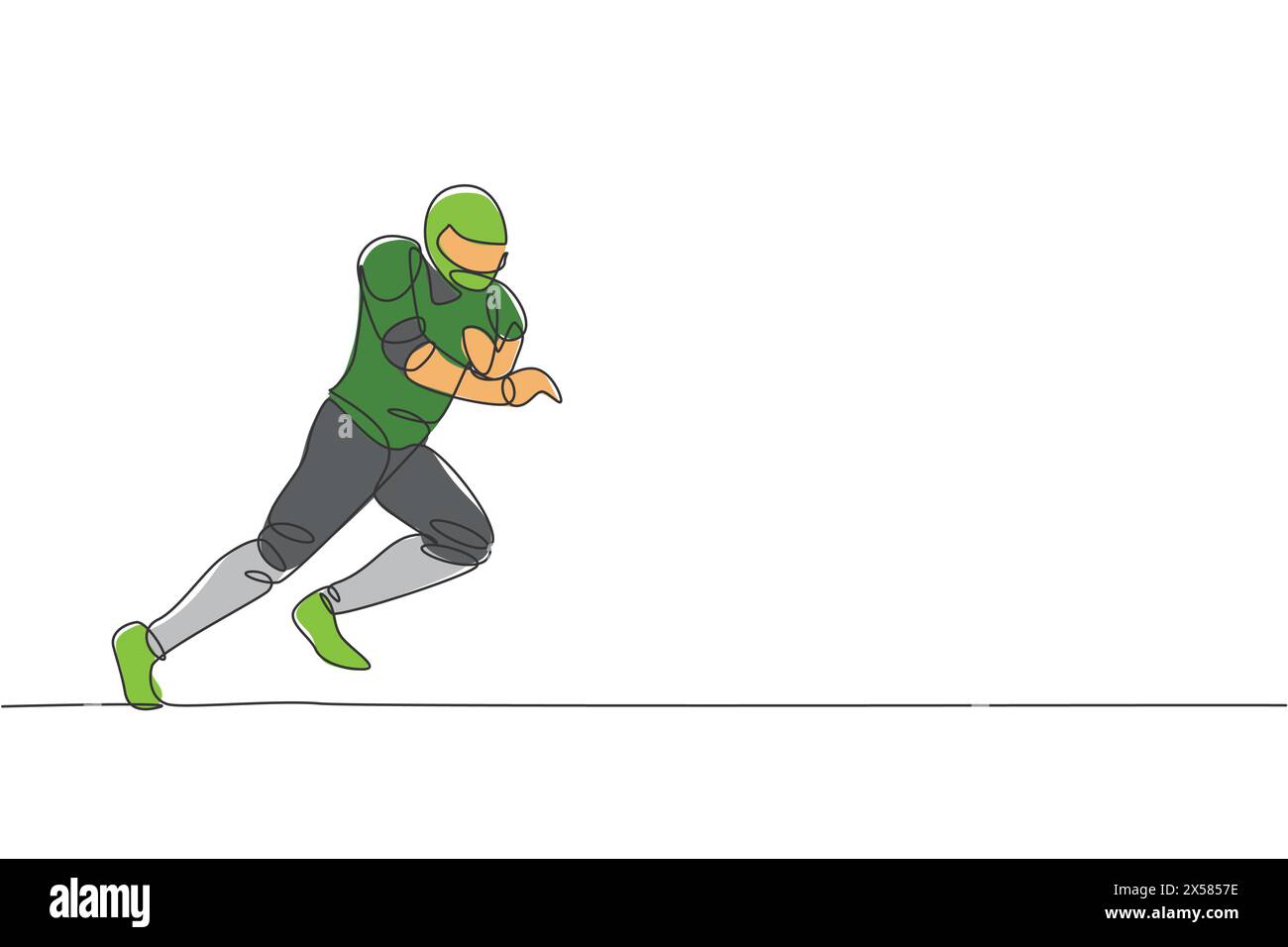 Single continuous line drawing young agile american football player ...