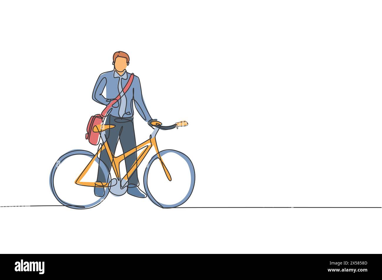 Single continuous line drawing young professional businessman riding ...