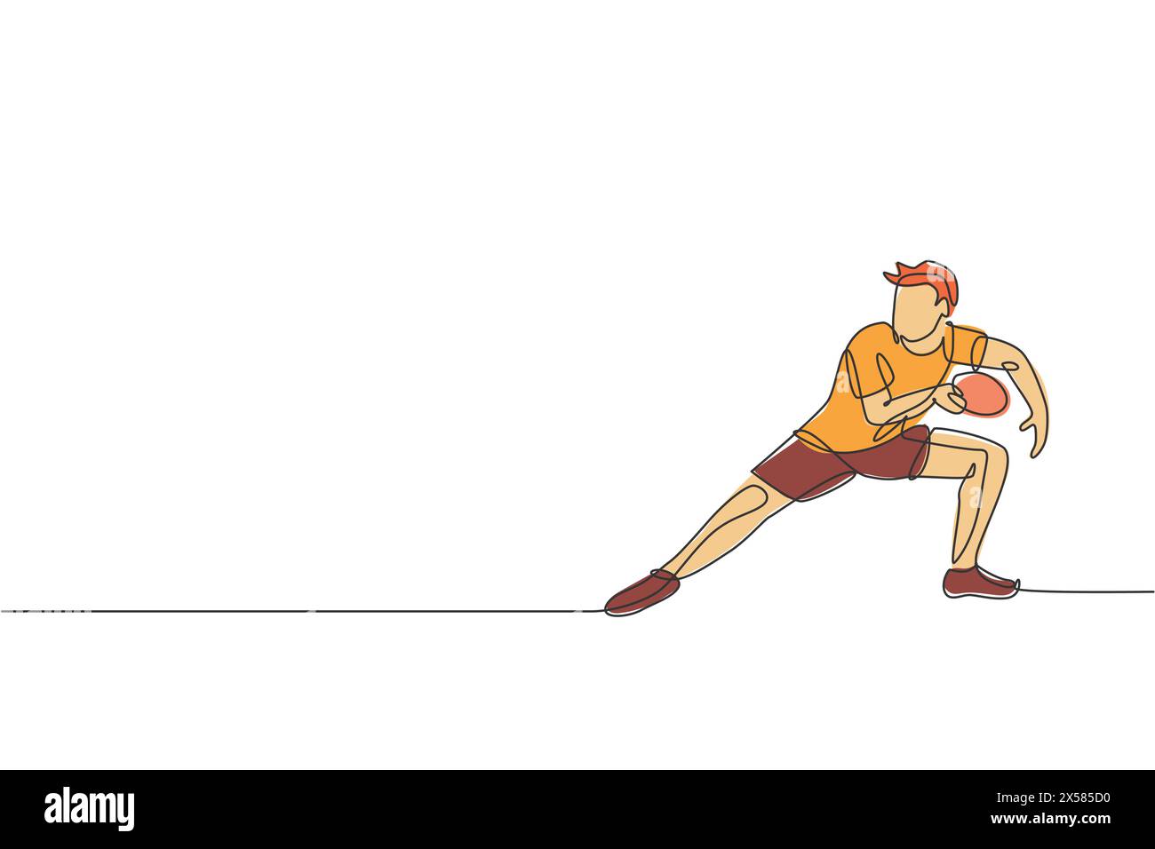One continuous line drawing of young sporty man table tennis player ...