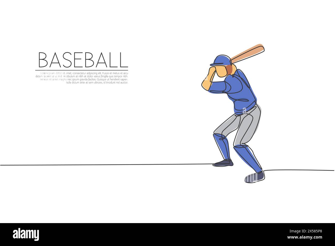 Single continuous line drawing young agile woman baseball player ...