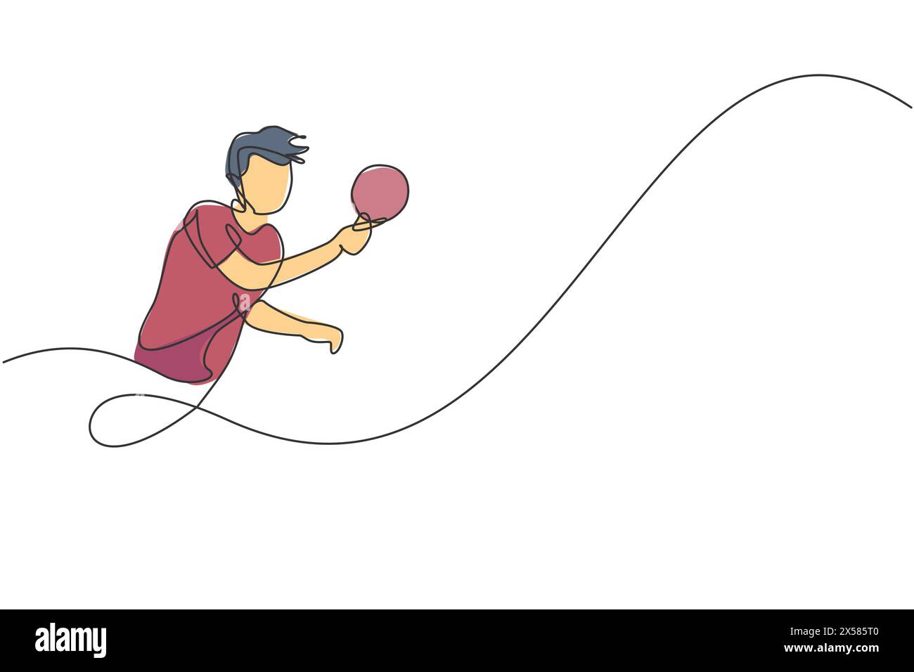 Single continuous line drawing of young agile man table tennis player ...