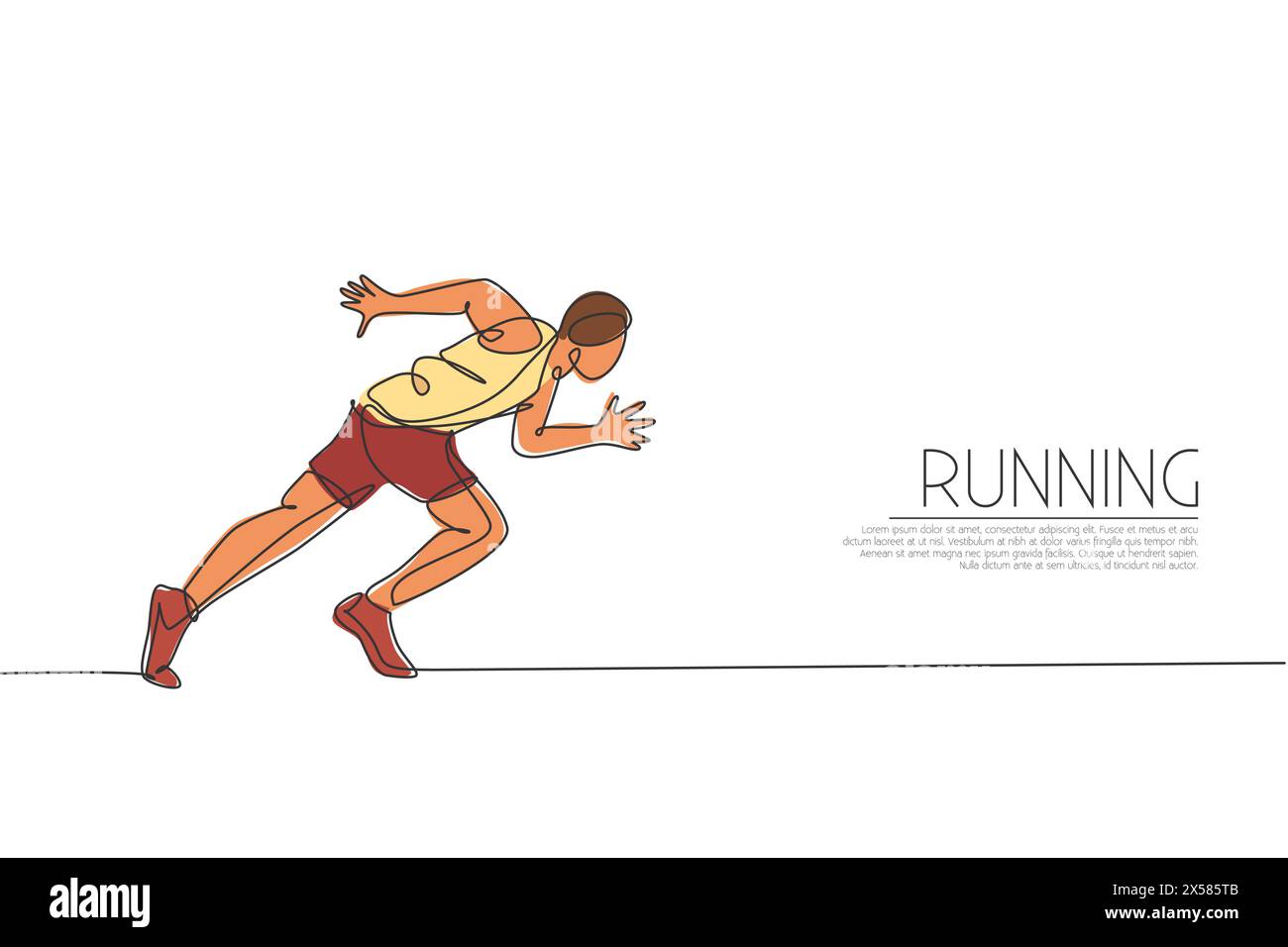 Single continuous line drawing of young agile man runner focus to ...